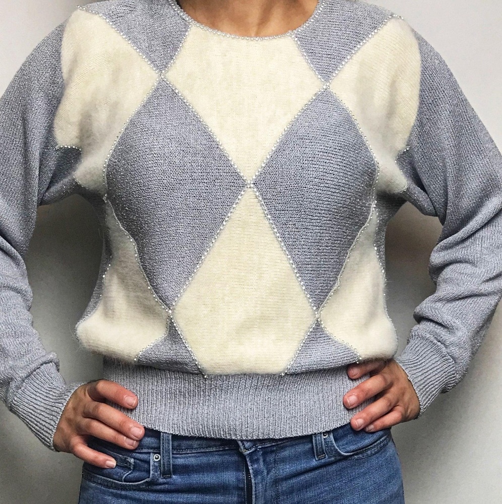 White, Wheeler & Martha Diamond Pattern Sweater - Gem